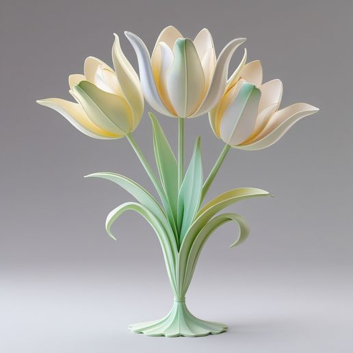 💐 Flower Tulip・Free OBJ File for 3D printing・Cults
