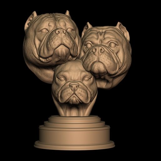 👪 American Bully Family・ STL File for 3D printing・Cults