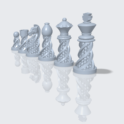 ♟️ CHESS SET PIECES SPIRAL LATTICE・ 3D File for 3D printing and CNC ...