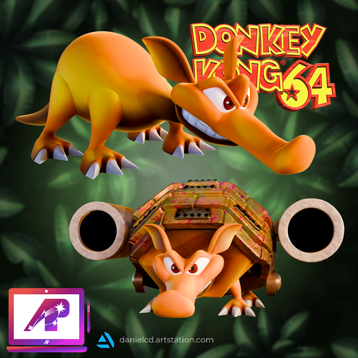 🎮 Army Dillo Donkey Kong 64 Colored・ 3D File for 3D printing・Cults