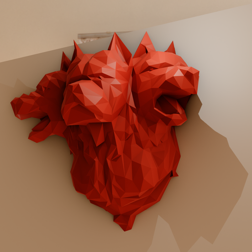 Archivo STL Cerberus head wall mount low poly stl 🐕 ・Objeto para ...