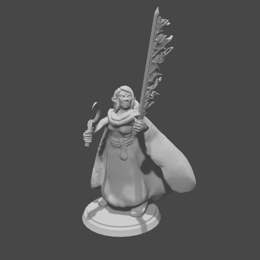 🧝 Elf With Flame Blade And Sickle・Free STL File for 3D printing・Cults