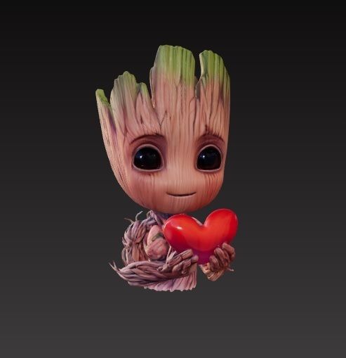 💜 Groot with a heart・ STL File for 3D printing・Cults