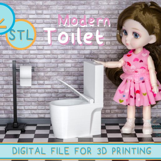 🚽 Toilet with opening lid in 1:12 scale - STL file for 3D printing ...