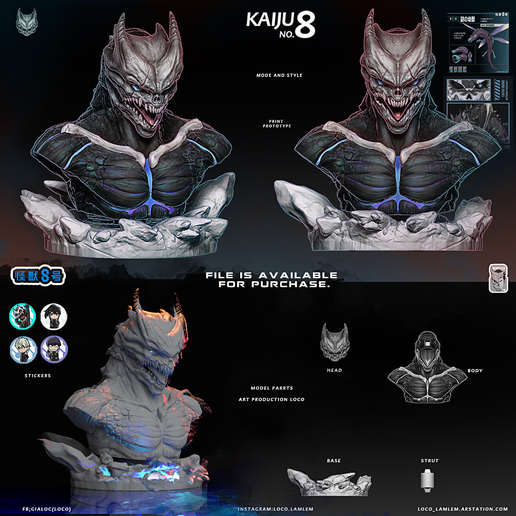 👤 Kaiju No.8 Portrait – Detailed 3D Printable Bust (15cm & 12cm)・ OBJ ...