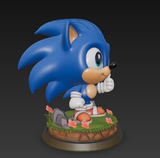 🤖 sonic chibi diorama・ STL File for 3D printing・Cults