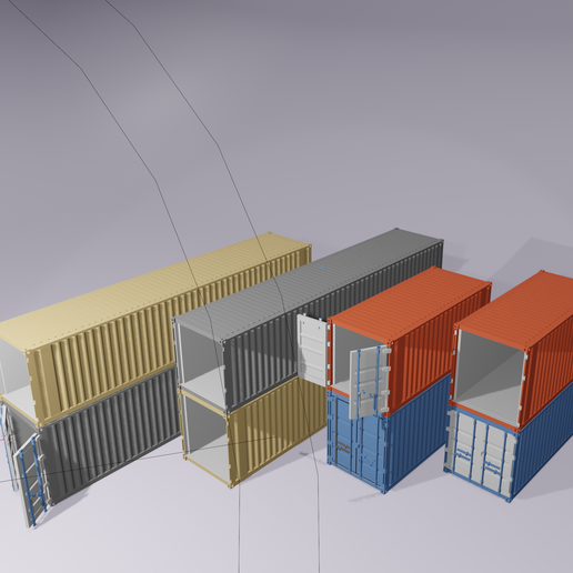 🏗️ Containers HO scale collection 1:64, 1:72, 1:76, 1:87, 1:100・Free ...