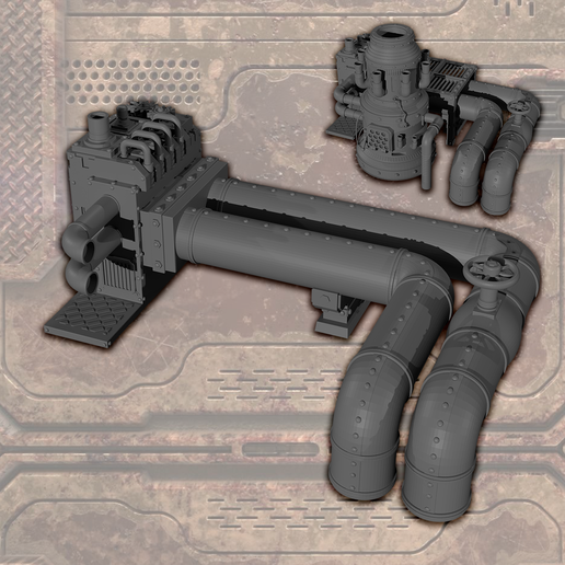 🏗️ Pipe System with Engine Unit (1 set)・ STL File for 3D printing・Cults