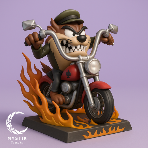 🏍️ Taz Urban Style on Motorcycle・ STL File for 3D printing・Cults