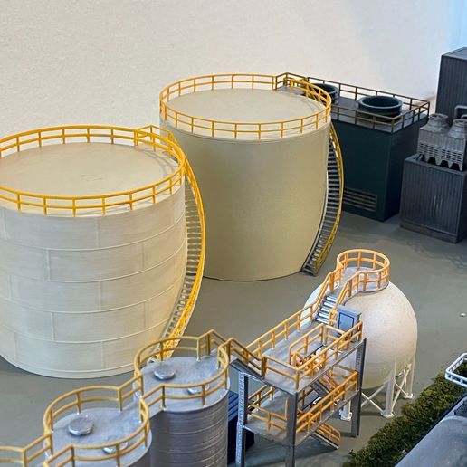 🛢️ N Scale Large Oil Tank (FDM+Resin Print)・ STL File for 3D printing・Cults