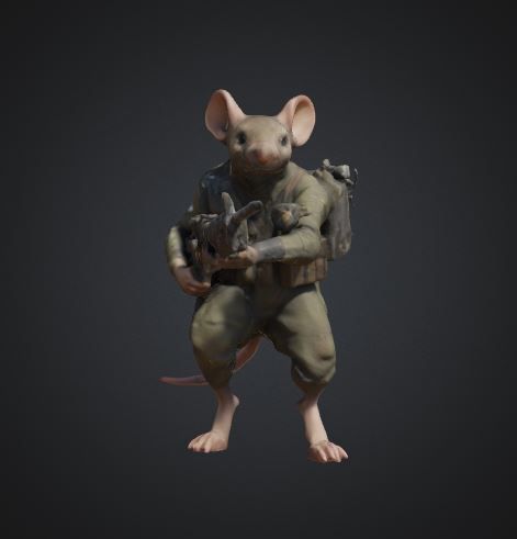 🐀 A rat soldier with a machine gun・ STL File for 3D printing・Cults