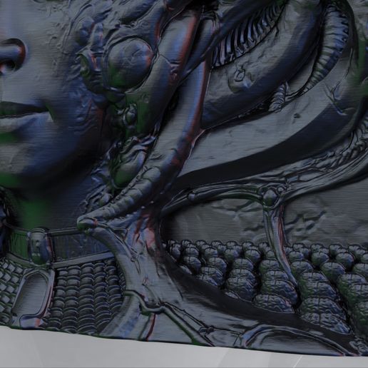 🖼️ Hans Rudolf Giger Painting 1974 "Li" 3D version・ STL File for ・Cults
