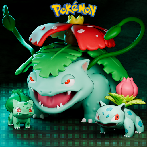 STL file Bulbasaur evolutions 🐉 ・3D printing model to download・Cults