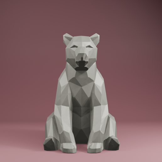 🐻 Low Poly Sitting Bear – 3D Printable Polygonal Animal STL・ STL File ...