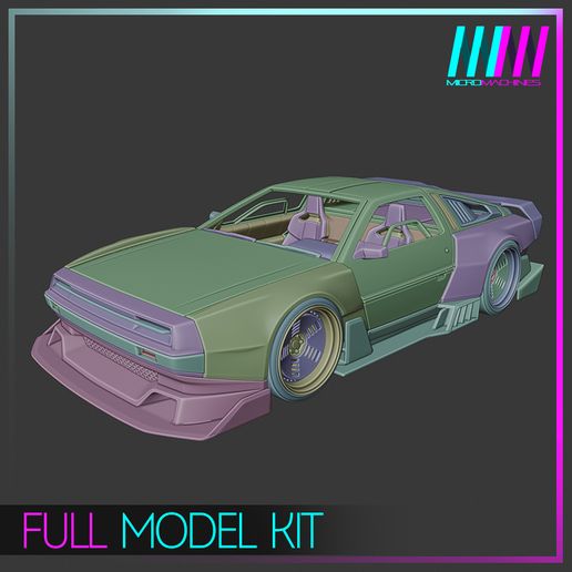 🚗 Custom Widebody Delorean Full MODEL KIT 1/24・ 3D File for 3D printing ...