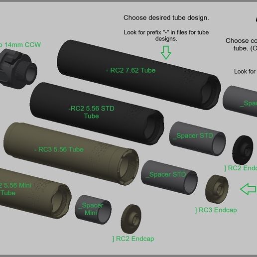 🔫 Surefire Socom Tracer housing, RC2, RC3, 4 Versions and lengths・ STL ...
