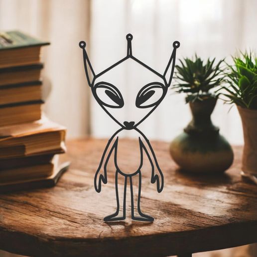 OBJ file Alien Line Art - Desktop Line Art 👽 ・3D printable model to ...