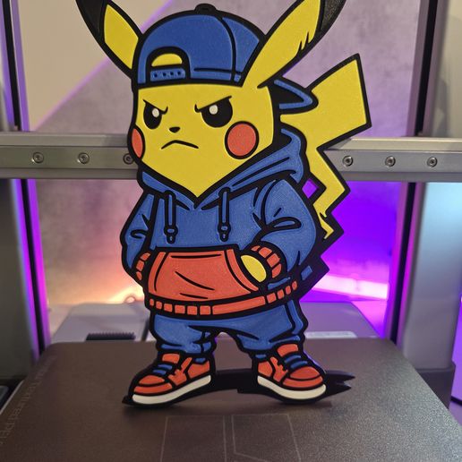 🧢 Urban style Pikachu – No AMS Required Multicolor 3D Print・ 3MF File ...