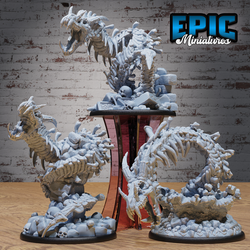 🦴 Bone Naga Set ‧ DnD Miniature ‧ Tabletop Miniatures ‧ Gaming Monster ‧ 3D Model ‧ RPG ...