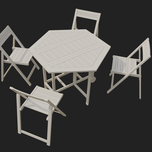 3D file MINIATURE 1:12 5-PIECE WOOD PATIO SET 🪵 ・3D printing design to ...