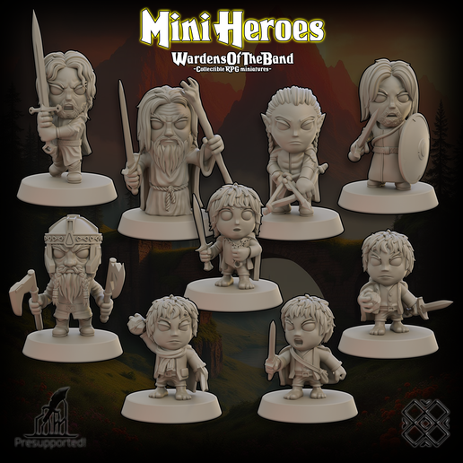 🖼️ Mini Heroes - Wardens of the Band・ 3D File for 3D printing・Cults
