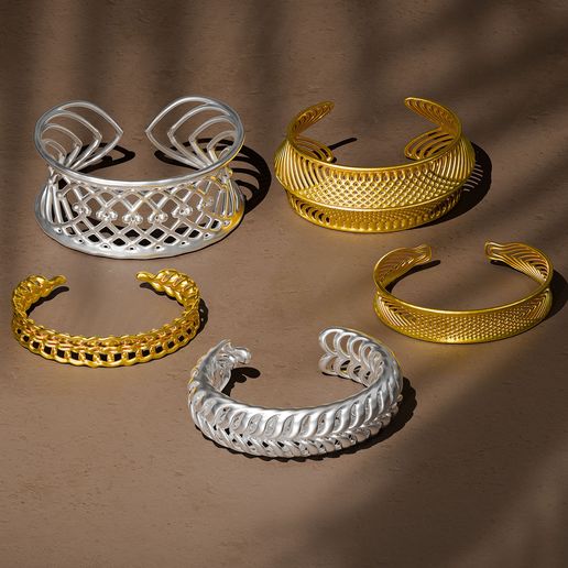 📁 3D Wrist Cuff Bracelet Set, STL 3d Model Files, Bracelet STL Making ...