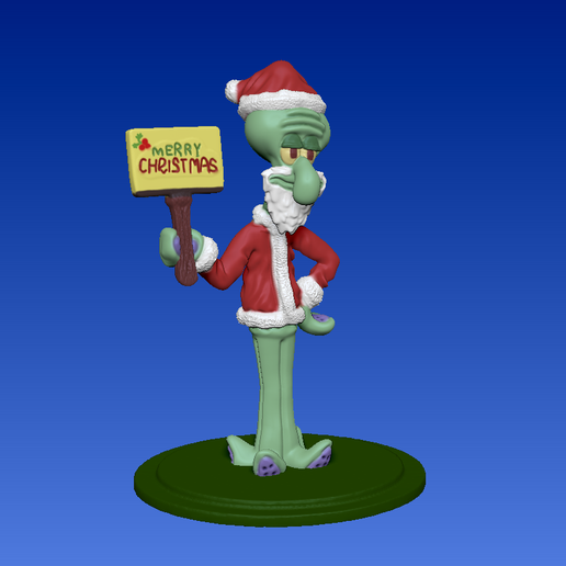 🎅 squidward as santa claus saying merry christmas from spongebob・ STL ...