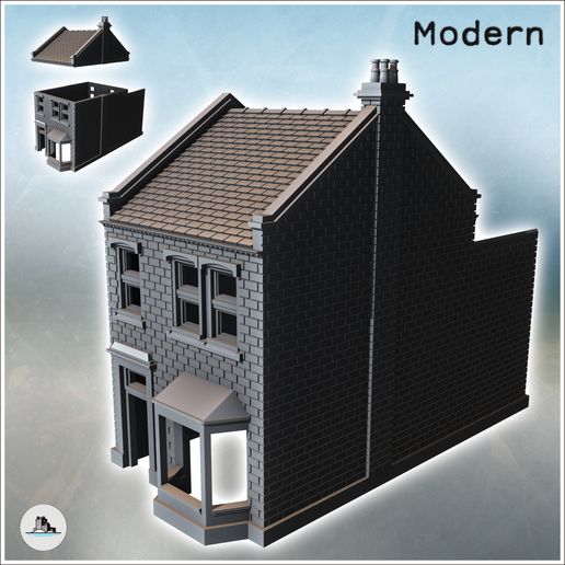 🏠 Tiled-roof house with bay window on the ground floor and a large rear ...