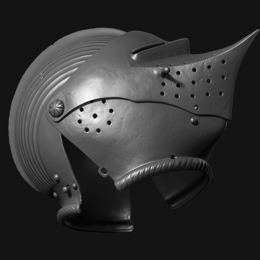 🪖 Medieval Helmet V with Beaked Visor - v1・ STL File for 3D printing・Cults