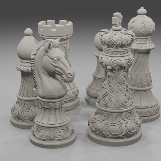 ♟️ Ornate Chess Set Pieces・ STL File for 3D printing・Cults