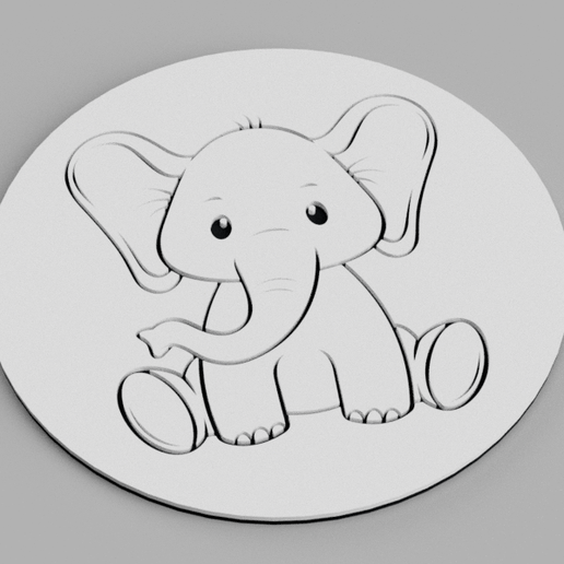 🐘 Elephant Baby Coaster・Free STL File for 3D printing・Cults