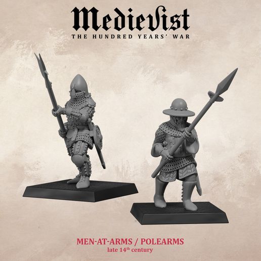 🫡 Men-at-arms with polearms and brigandines, late 14th century・ 3D File ...