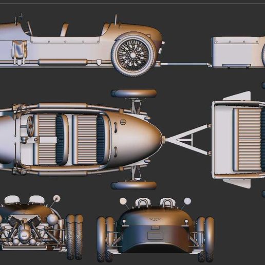 🚗 MORGAN CLASSIC CAR, OLD CLASSIC CAR・ STL File for 3D printing・Cults