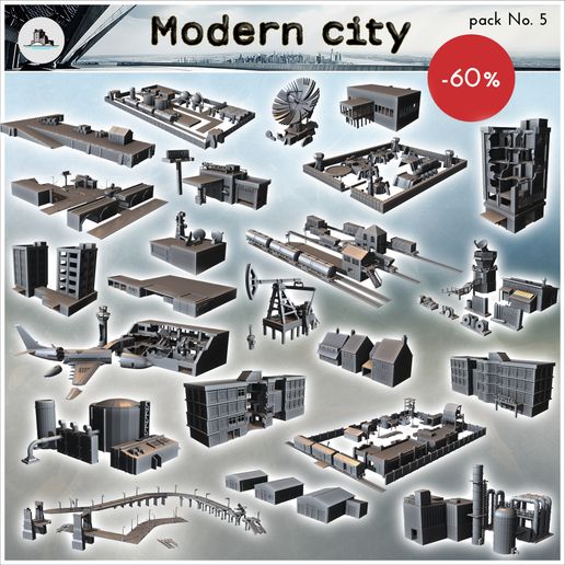 🏙️ Modern city pack No. 5 - Modern WW2 WW1 World War Diaroma Wargaming ...