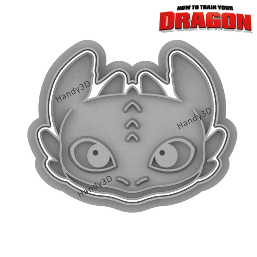 STL file Toothless face How to train your dragon COOKIE CUTTER 8cm 🚆 ...