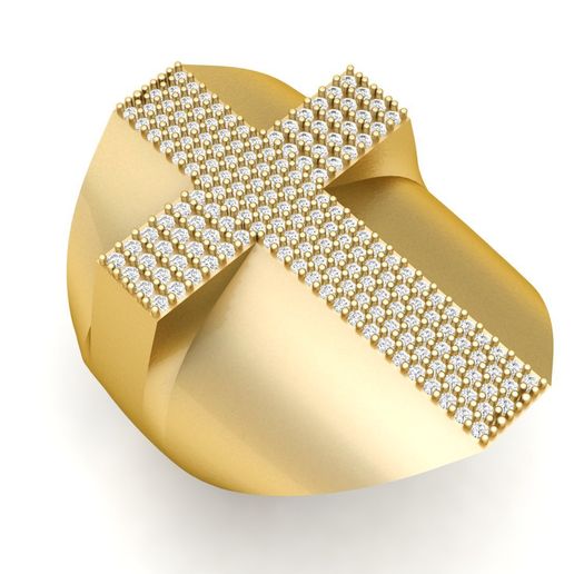 Archivo STL Diamond Cross Top Signet Ring 💎 (OBJ)・Diseño de impresión ...