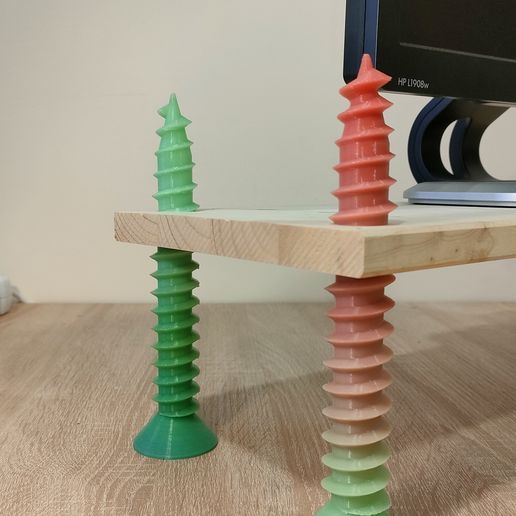 🪵 Screw-Shaped Monitor Stand・Free STL File for 3D printing・Cults