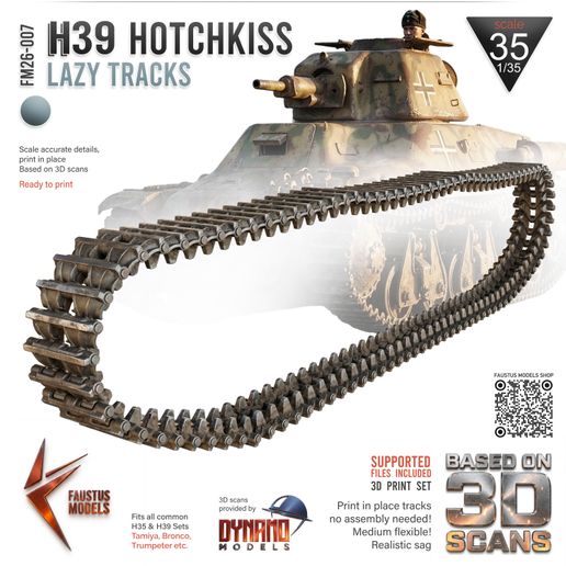 🛤️ Hotchkiss H39 Lazy Tracks FM26-007・ 3D File for 3D printing・Cults
