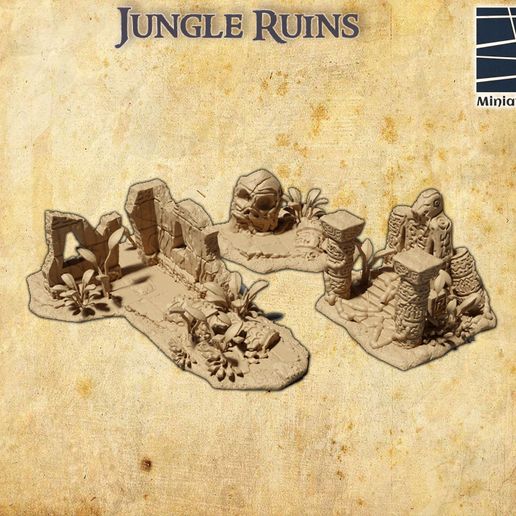 🎲 Jungle Ruins 28 mm Tabletop Terrain・ 3D File for 3D printing・Cults