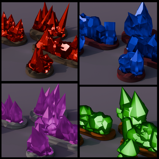 🔮 Blue Crystal Terrain Set・Free STL File for 3D printing・Cults