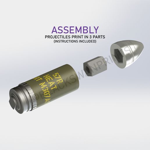 🪖 WW2 US 57mm M18 Recoilless Rifle Projectiles & Case・ 3D File for 3D ...