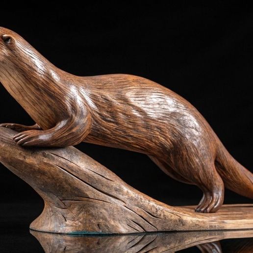 🦦 Royal Luxury Otter Sculpture – Best-Selling Realistic Wildlife 3D ...