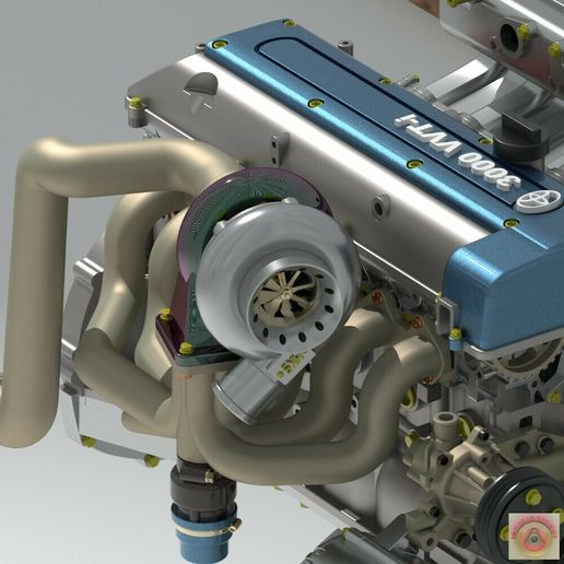 🚗 TOYOTA SUPRA 2JZ VVT-i SINGLE TURBO - ENGINE・ STL File for 3D ...
