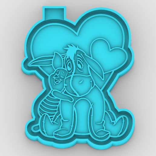 STL file piglet hugging igor - heart - love - friendship - freshie mold ...