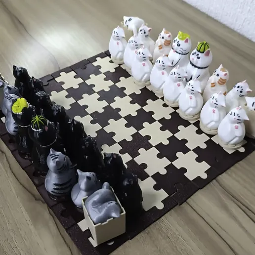 🐱 Cat Chess Multicolor!・ 3MF File for 3D printing・Cults