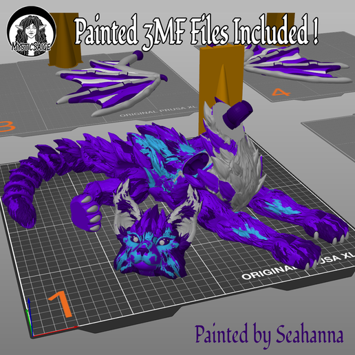 🐉 Dragon Cat - Articulated Print-in-Place・ 3D File for 3D printing・Cults