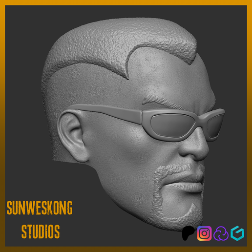 🧛 Blade Neutral Headsculpt・ STL File for 3D printing・Cults