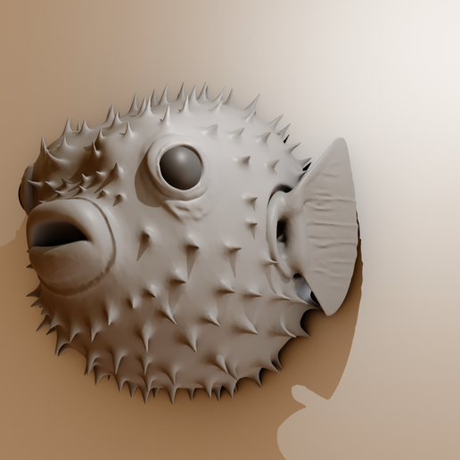 STL file puffer fish head wall mount mouth open stl 🐠 ・3D printable ...