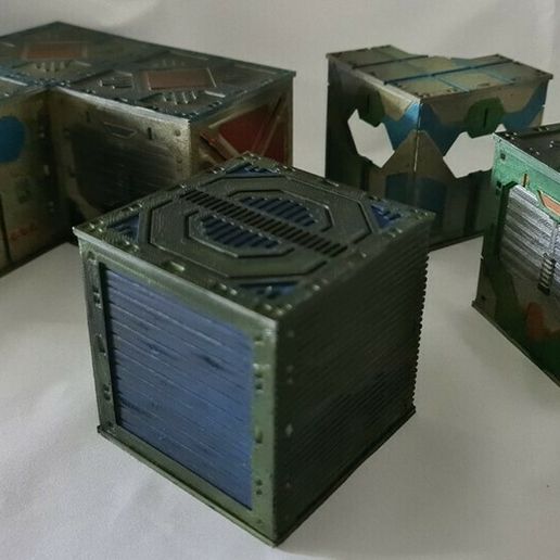 🏛️ 3" cube Sci-fi modular terrain 1・Free 3D File for ・Cults