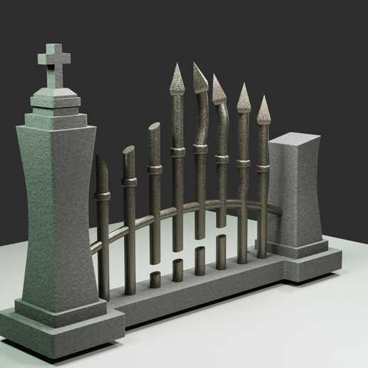 🎲 Gothic Style Fence Terrain 32mm Scale・Free STL File for ・Cults
